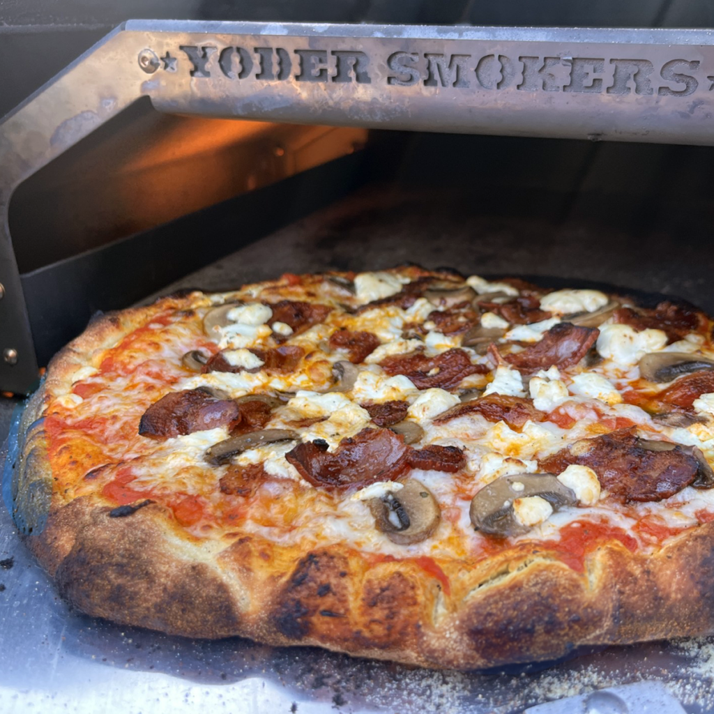 Bacon, Mushroom & Goat Cheese Pizza - Yoder Smokers